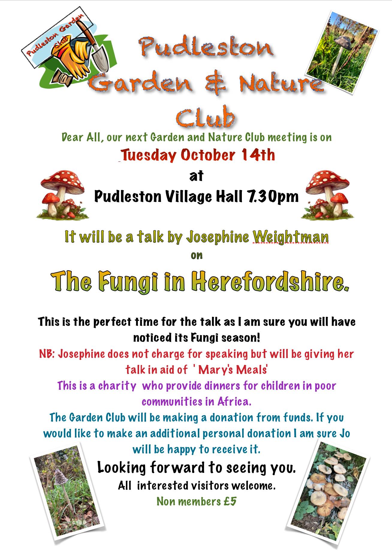Pudleston Garden & Nature Talk - The Fungi in Herefordshire, Josephine ...